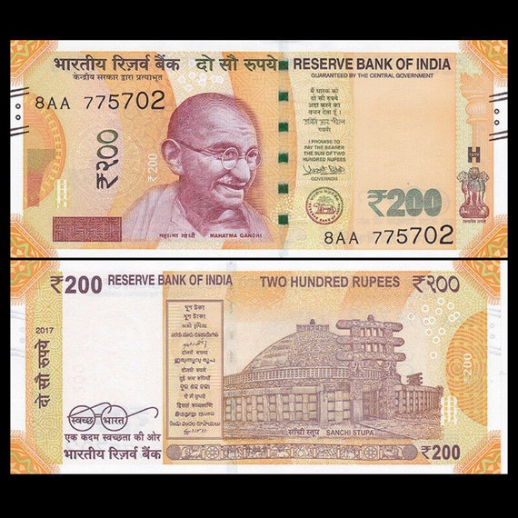 India Rupee: 200 INR Circulated Banknote indian Currency | Etsy India