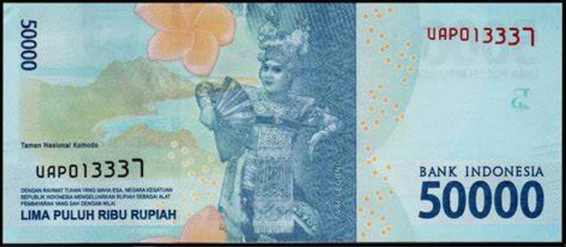 50000 IDR Indonesia Rupiah CIR Banknote indonesian Money - Etsy