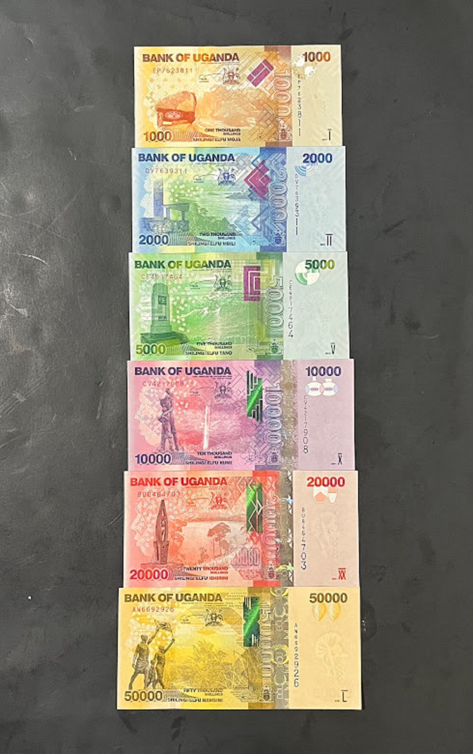 Uganda Shilling 6-pc Banknote Set: 1/ea X 1000, 2000, 5000, 10000 ...