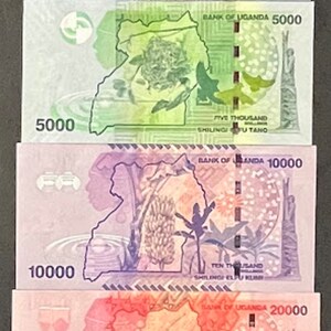 Uganda Shilling 6-pc Banknote Set: 1/ea X 1000, 2000, 5000, 10000 ...