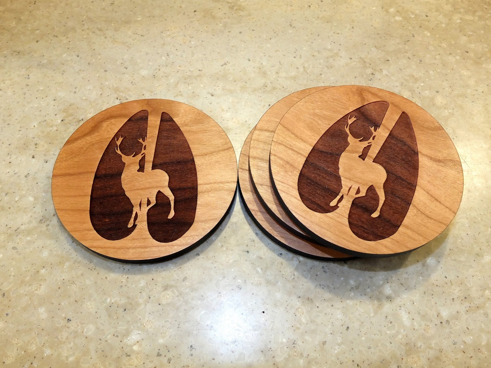 Wooden Deer Coasters With Buck Engraved on Maple or Cherry | Etsy