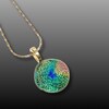 Teardrop Shaped Dichroic Glass Pendant Brass Fused Glass Beaded ...