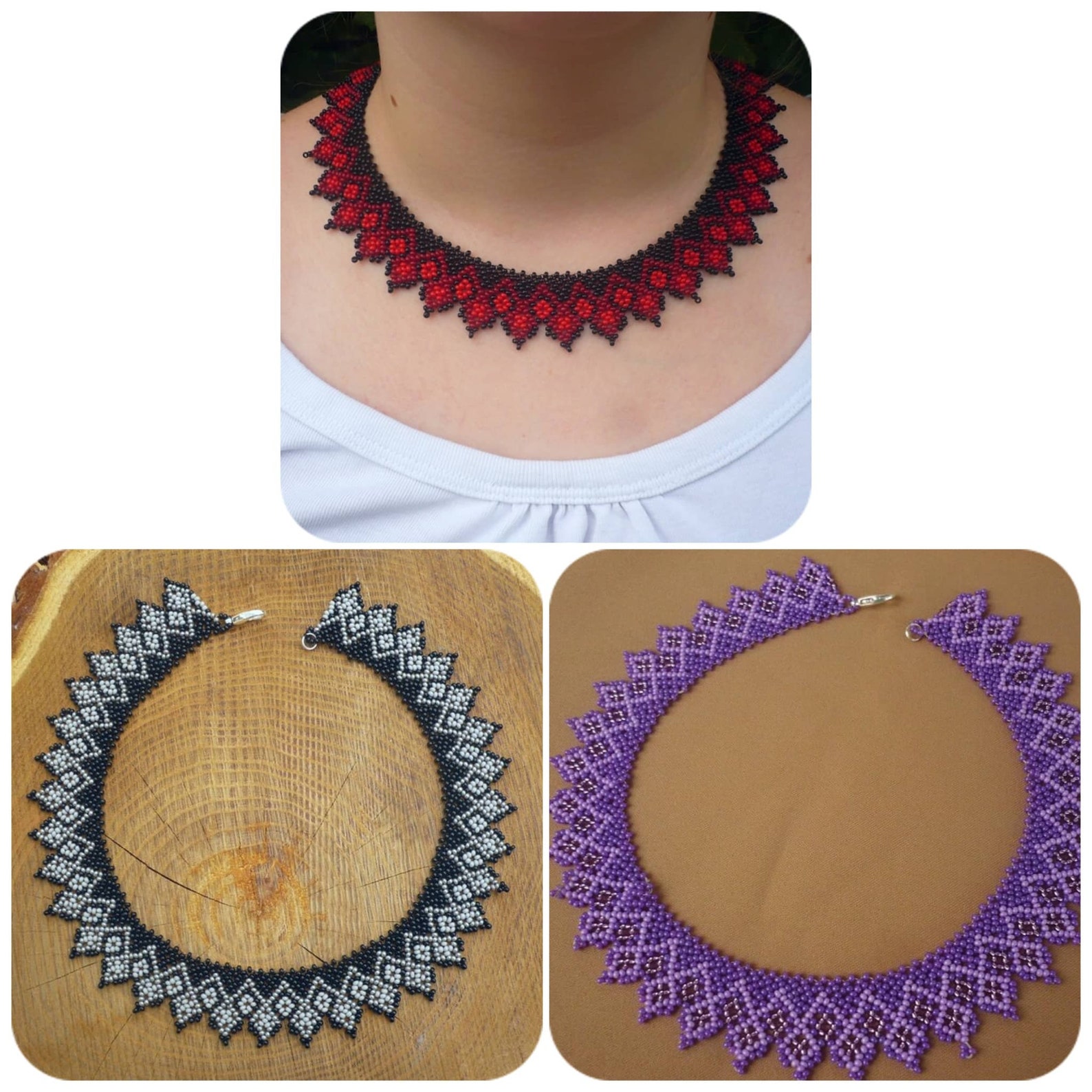 Seed Beaded Ukrainian Choker Collar Necklace Beaded Collar - Etsy