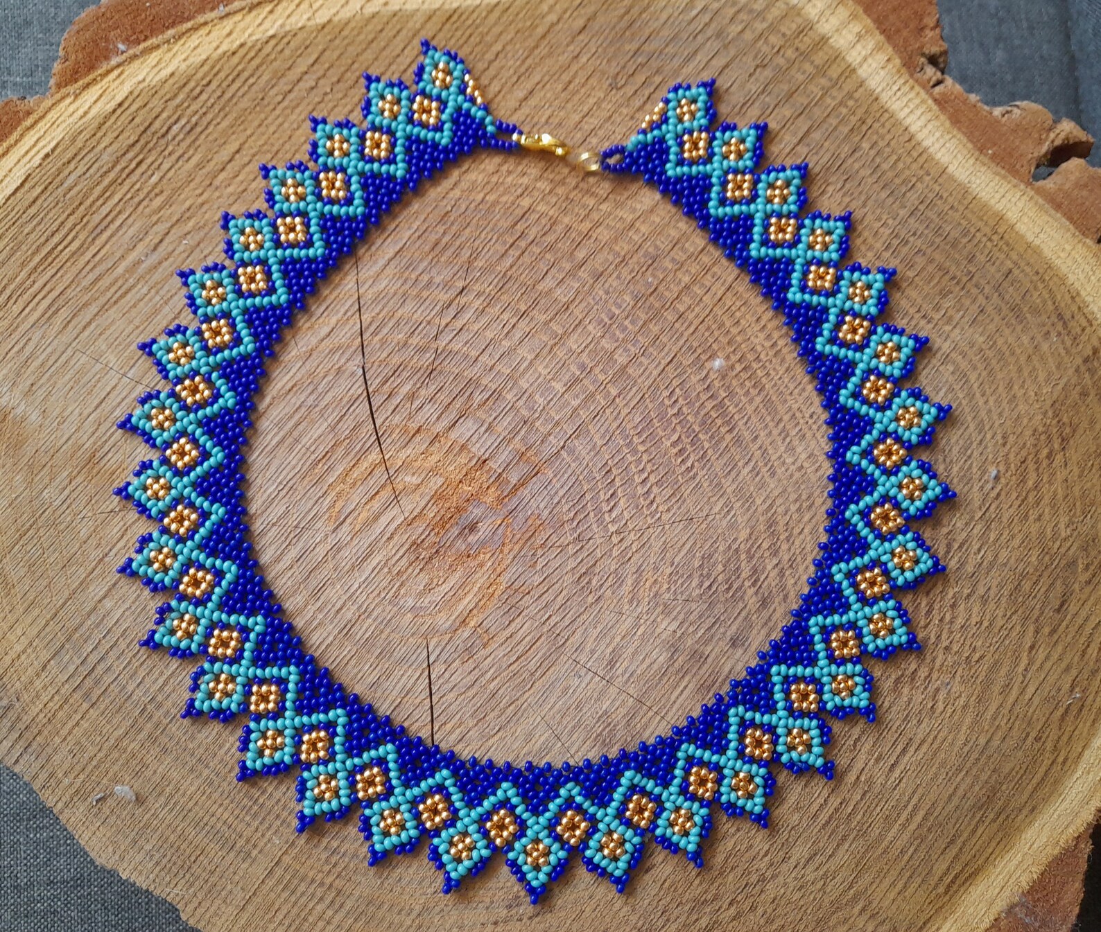 Seed Beaded Ukrainian Choker Collar – Handmade Folk Seed Bead Necklace ...