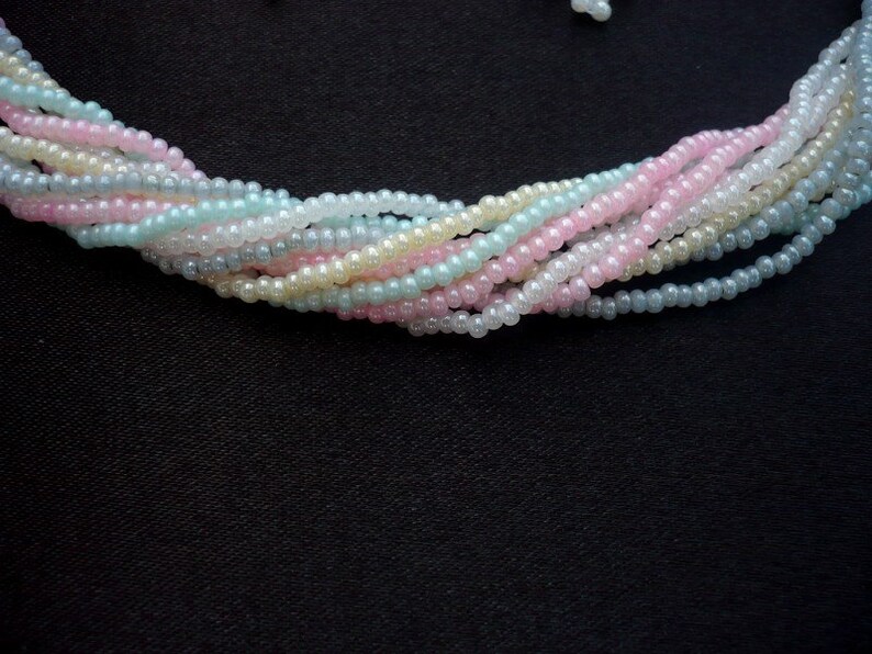Silky Light Color Beadwork Multi Strand Necklace Set Beaded - Etsy
