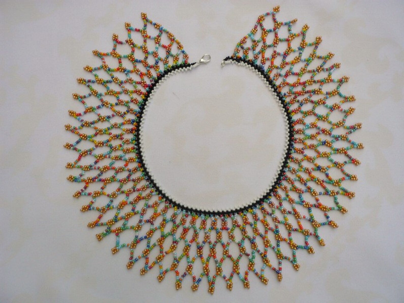 Colorful Boho Beadwork Netted Necklace Seed Bead Collar - Etsy