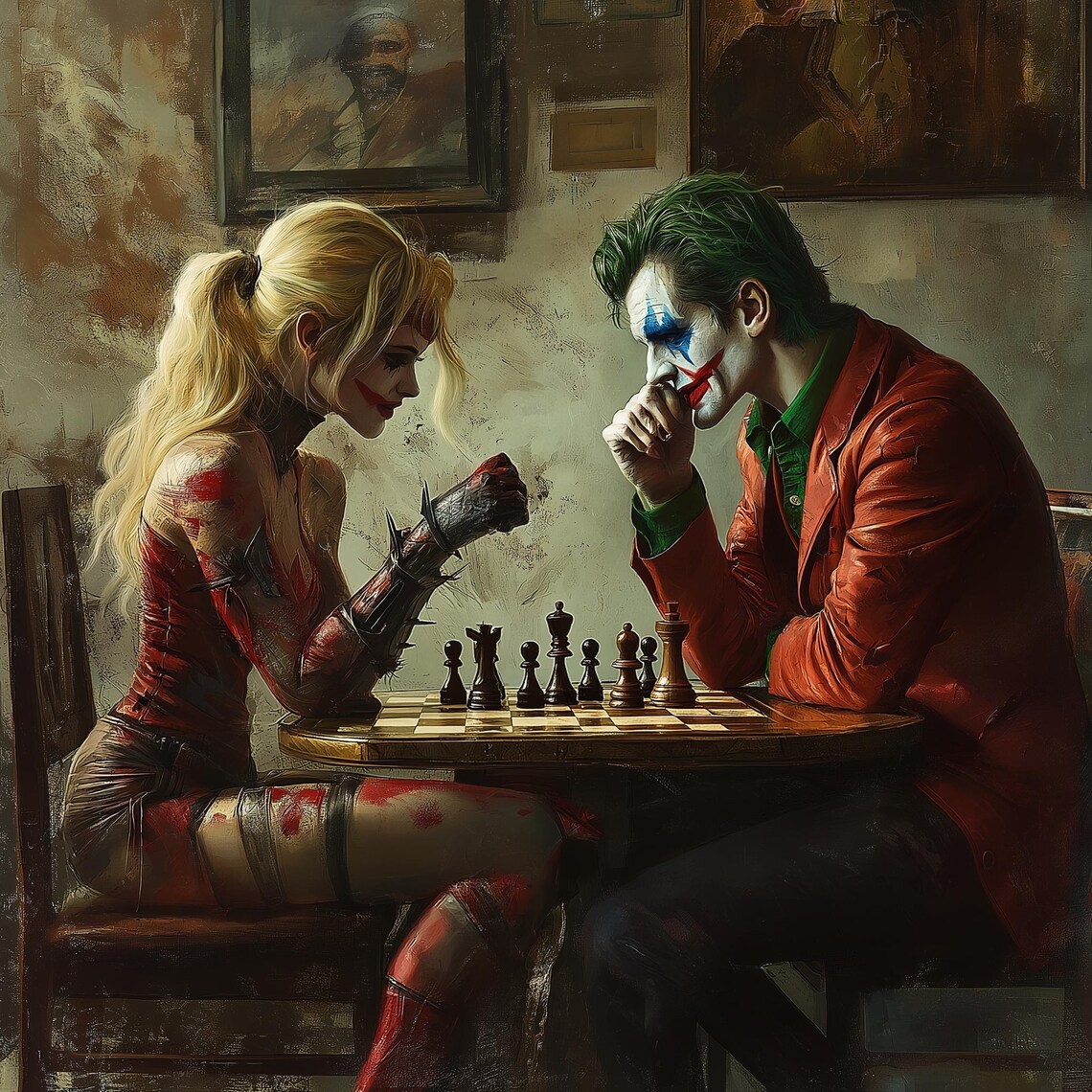 Harley Quinn and Joker Playing Chess - Etsy