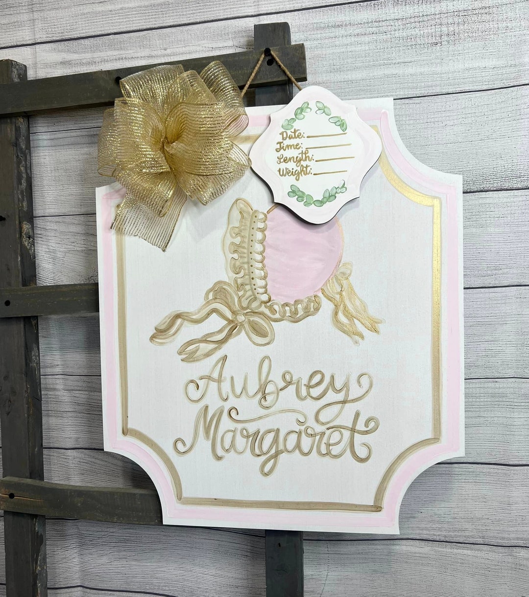 Baby Girl Door Hanger - Bonnet Door Hanger - Hospital Door Hanger - Etsy