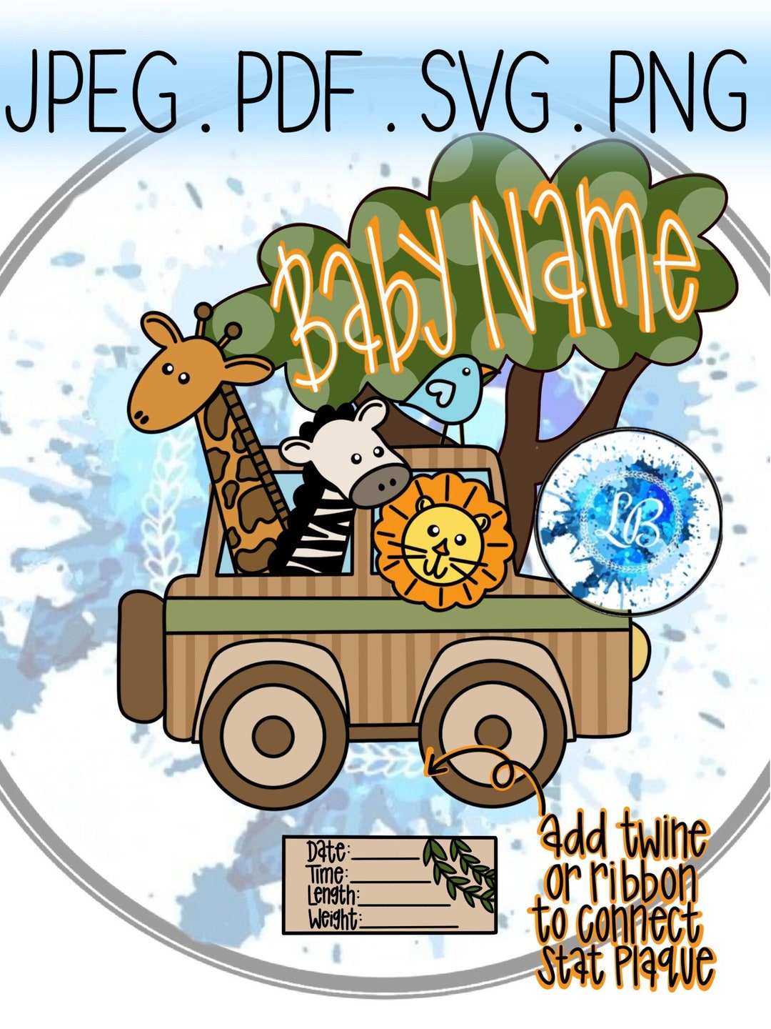 Safari Baby Door Hanger - Safari Door Hanger Template - Door Hanger ...