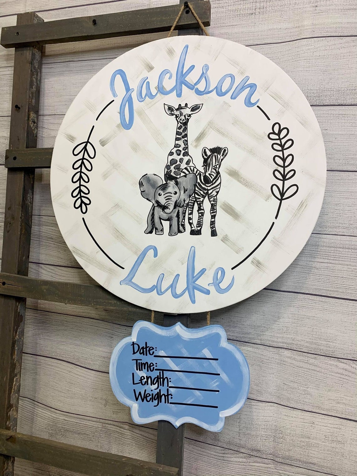 Safari Animal Baby Door Hanger Boy Baby Door Hanger - Etsy