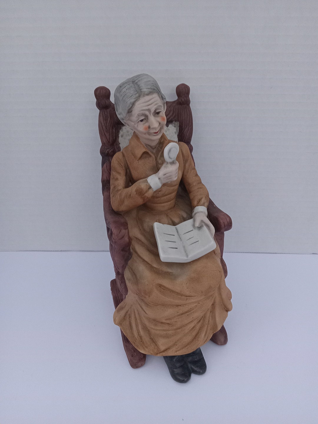Vintage Porcelain Grandma in Rocking Chair Figurine Made in Taiwan - Etsy