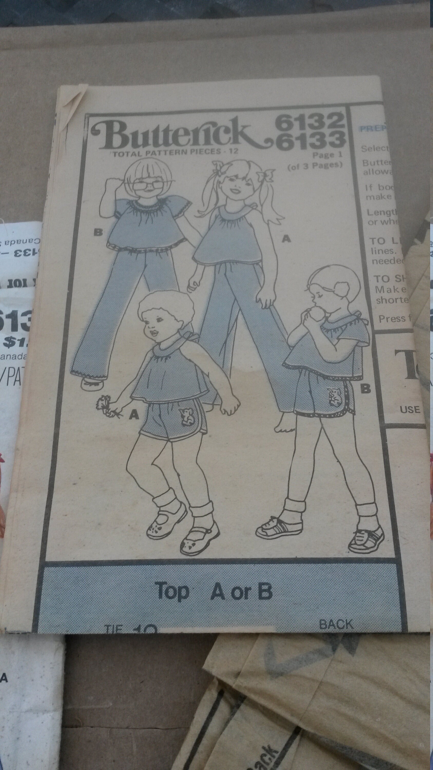 Butterick 6133 Vintage 1970's Pattern, Girls Elastic Waist Pants ...