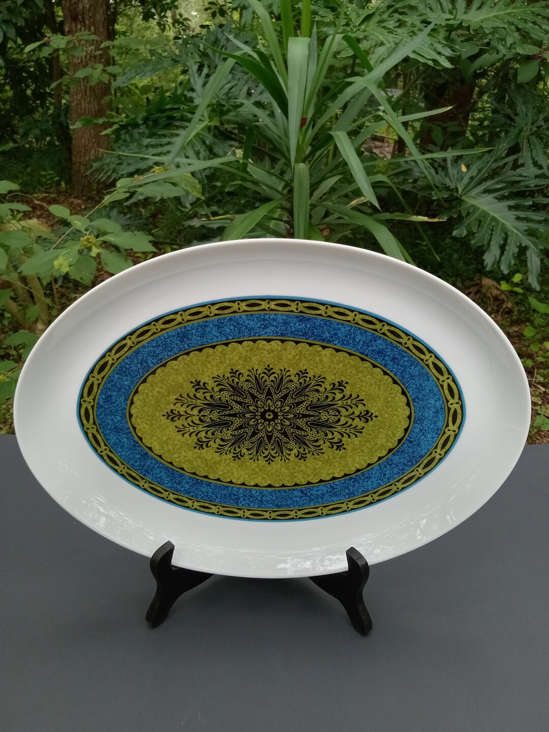 14" Oval Serving Platter Apollo (green & Blue) by SANGO. Discontinued ...