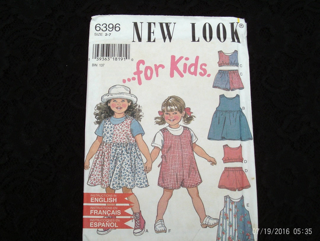 New Look for Kids Sewing Pattern 6396,vintage Pattern,girls Summer Wear ...
