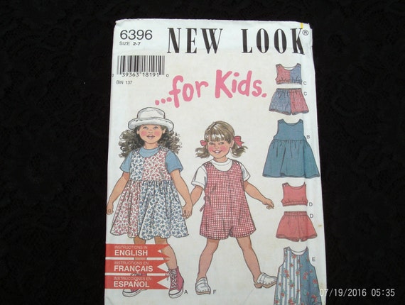 New Look for Kids Sewing Pattern 6396vintage Patterngirls | Etsy