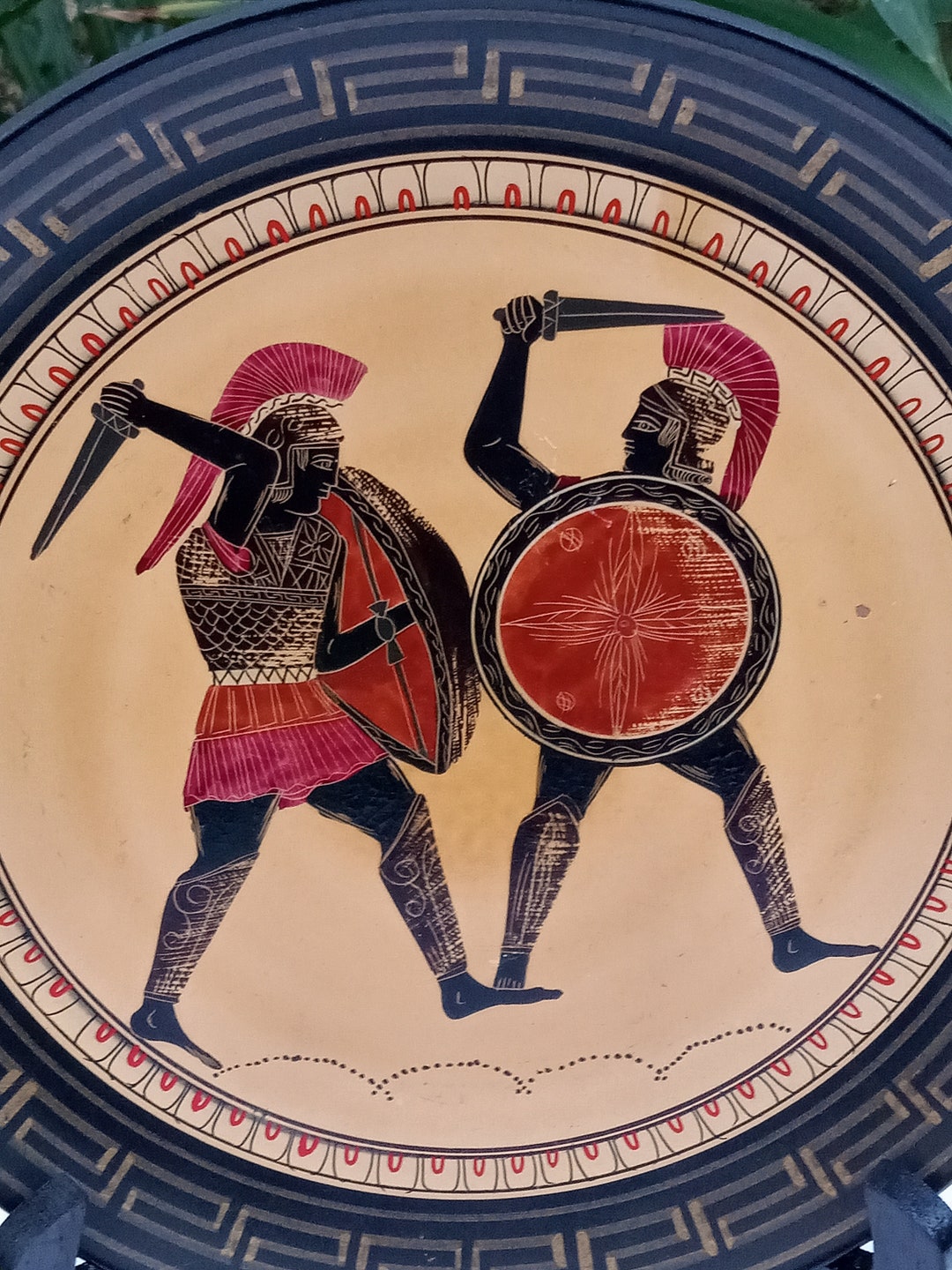Greek Warriors Hand Painted Pottery Plates, Set of Two Decorative ...