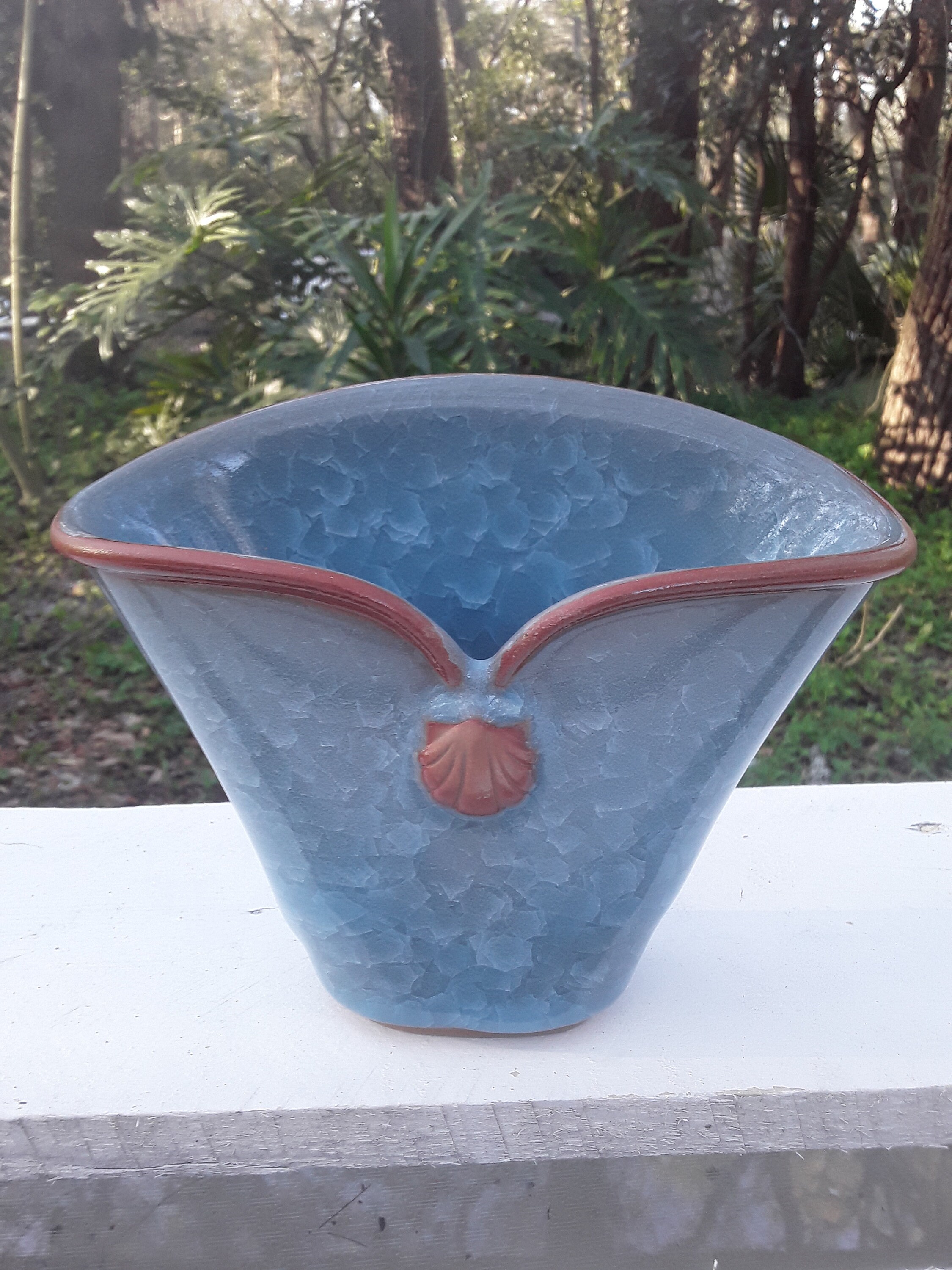 Crackle Fluted Fan Shell Vase Crowning Touch Collection - Etsy