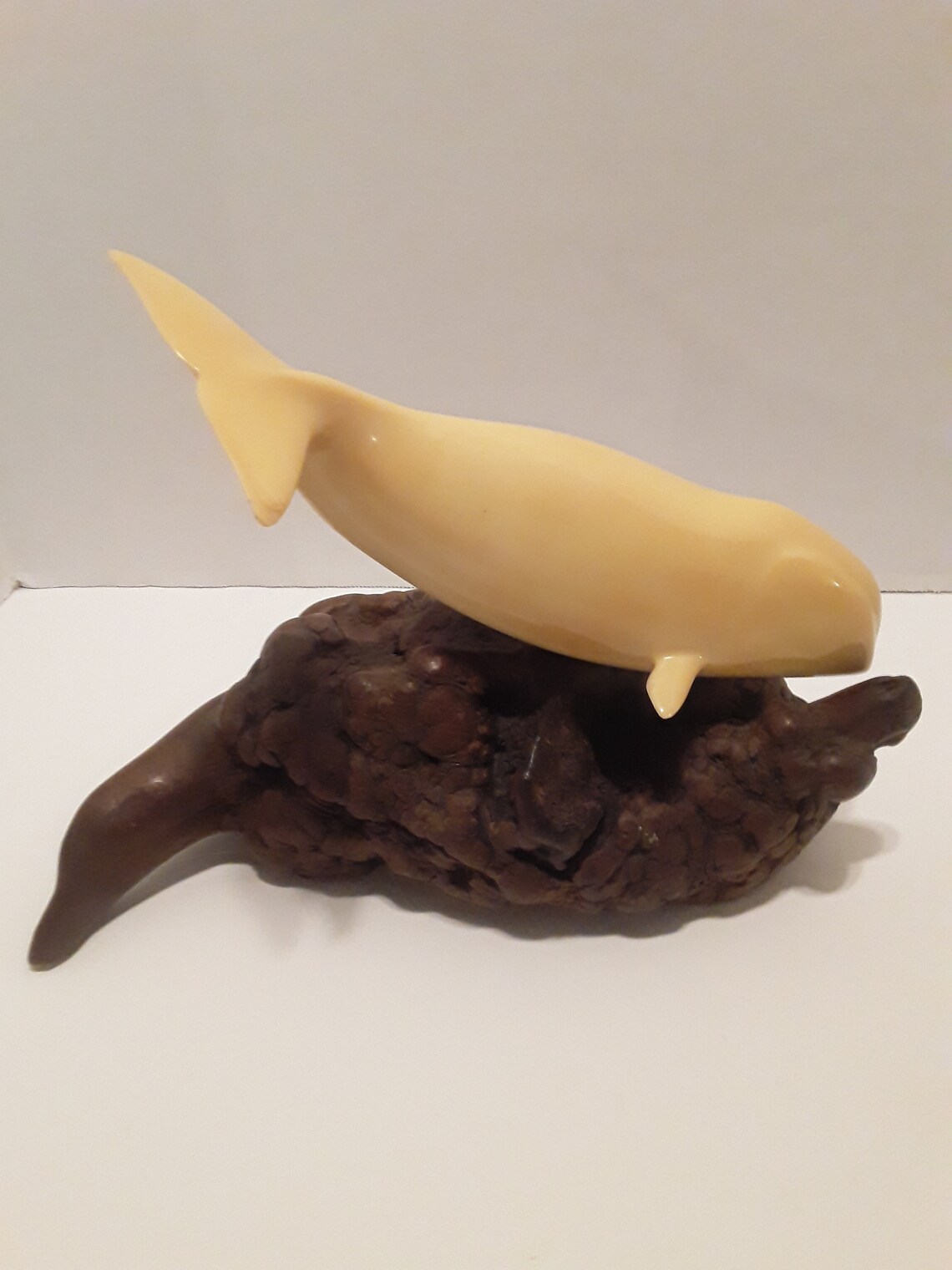 John Perry Whale Sculpture Vintage Whale Sculpture on Burl | Etsy