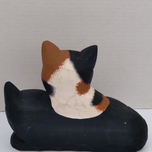 James Haddon Signed Hand Carved Wood Cat Sculpture With Glassy Eyes ...