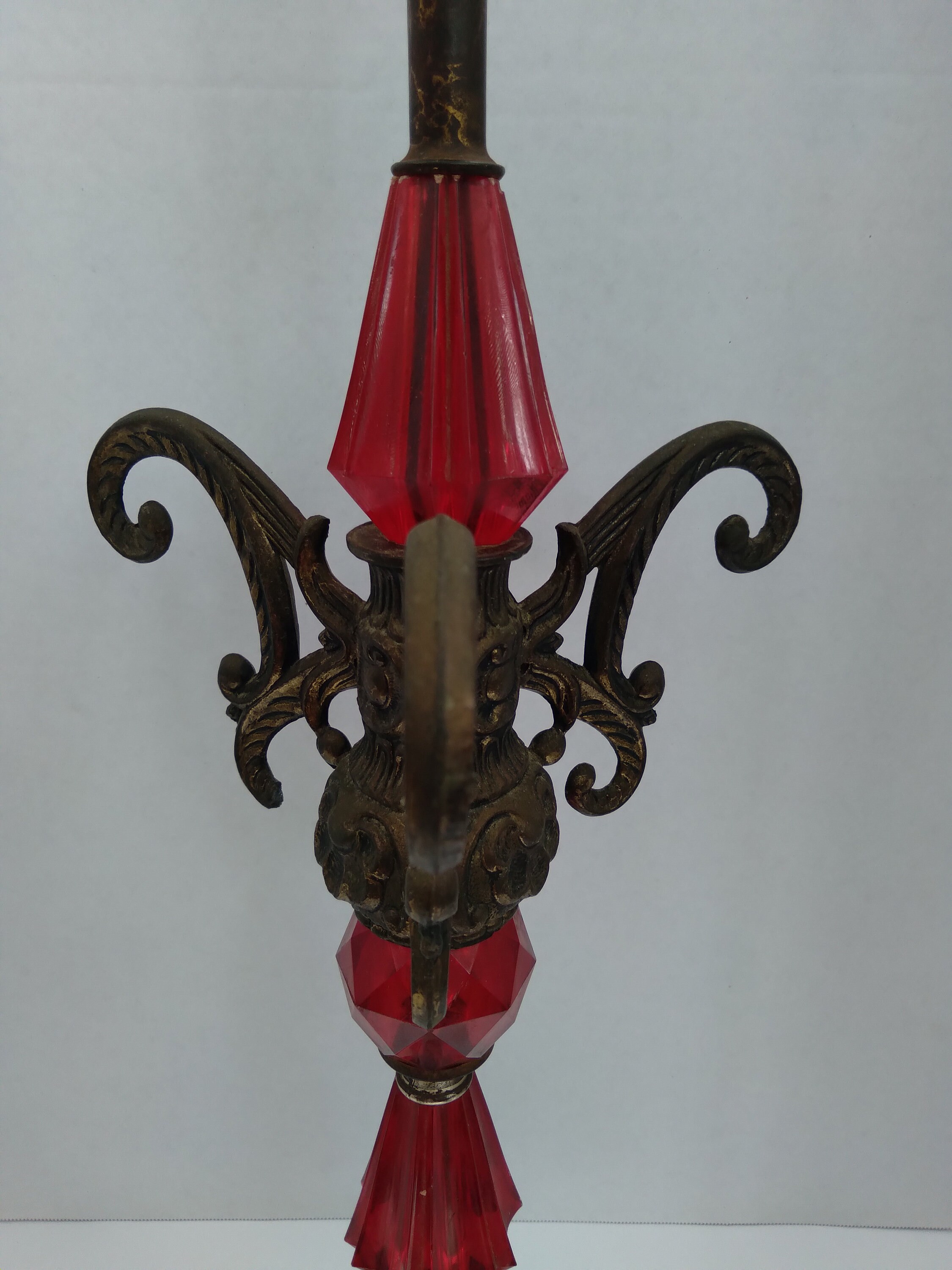Vintage Red Lucite Brass Lamp With Marlble Base. Mid Century, Hollywood ...