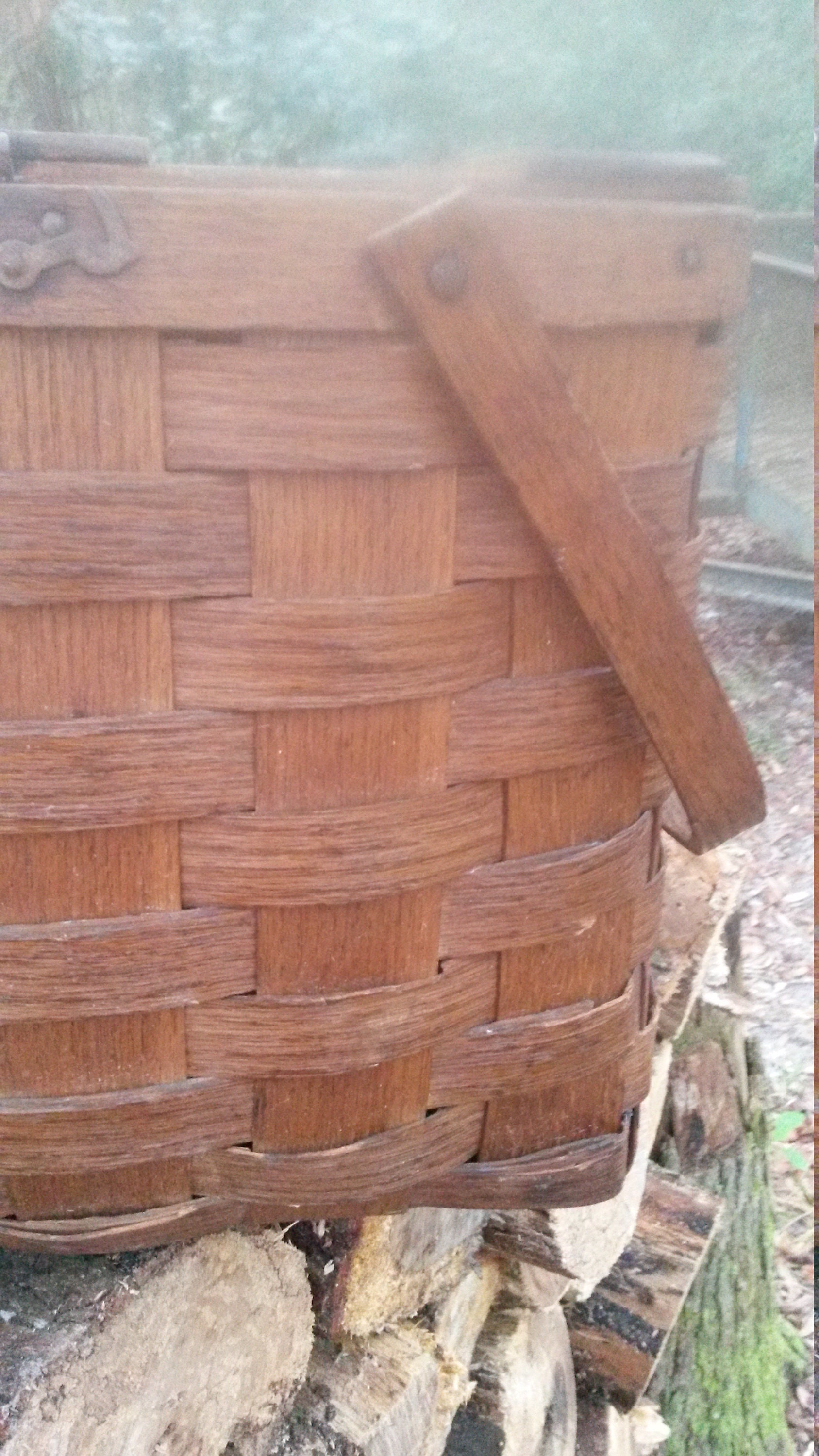 Antique Split Wood Picnic Basket, Pie Basket, Woven Wood Basket, Two ...