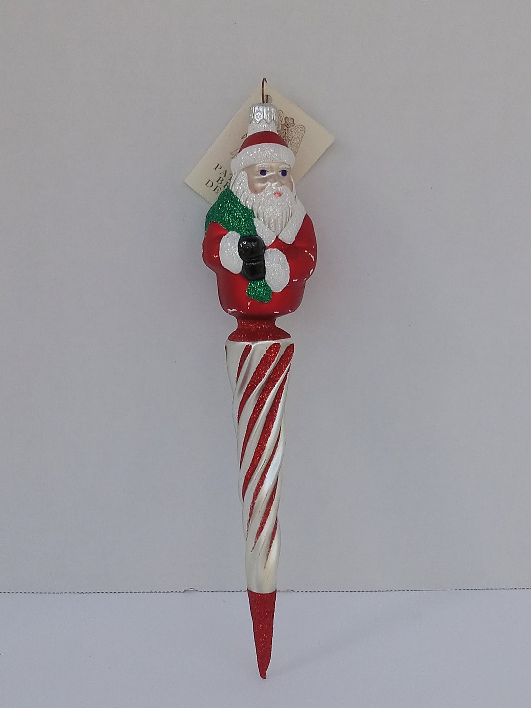 Patricia Breen Spiraling Icicle Santa Hand Painted Glass Holiday ...