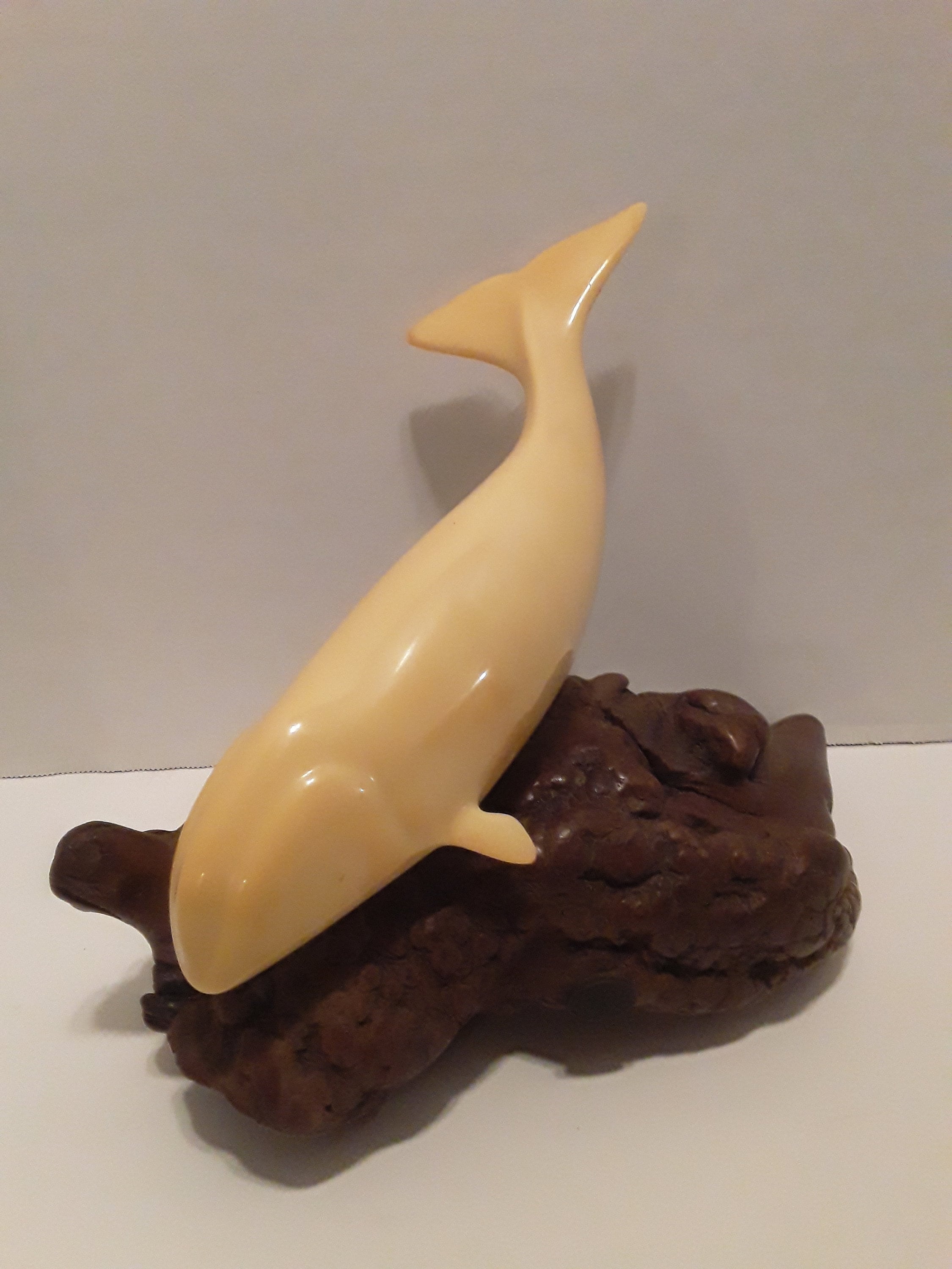 John Perry Whale Sculpture Vintage Whale Sculpture on Burl - Etsy