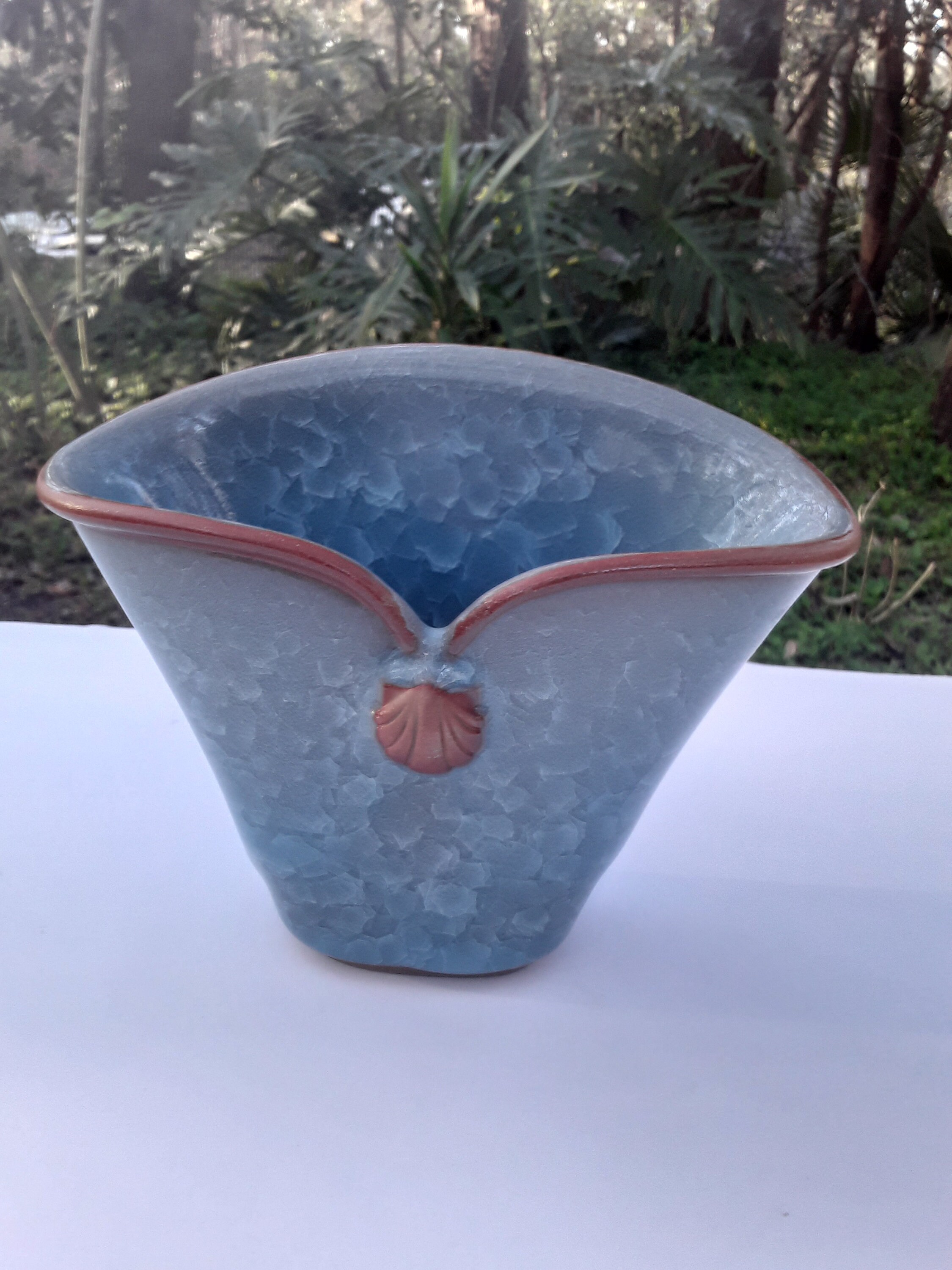 Crackle Fluted Fan Shell Vase Crowning Touch Collection - Etsy