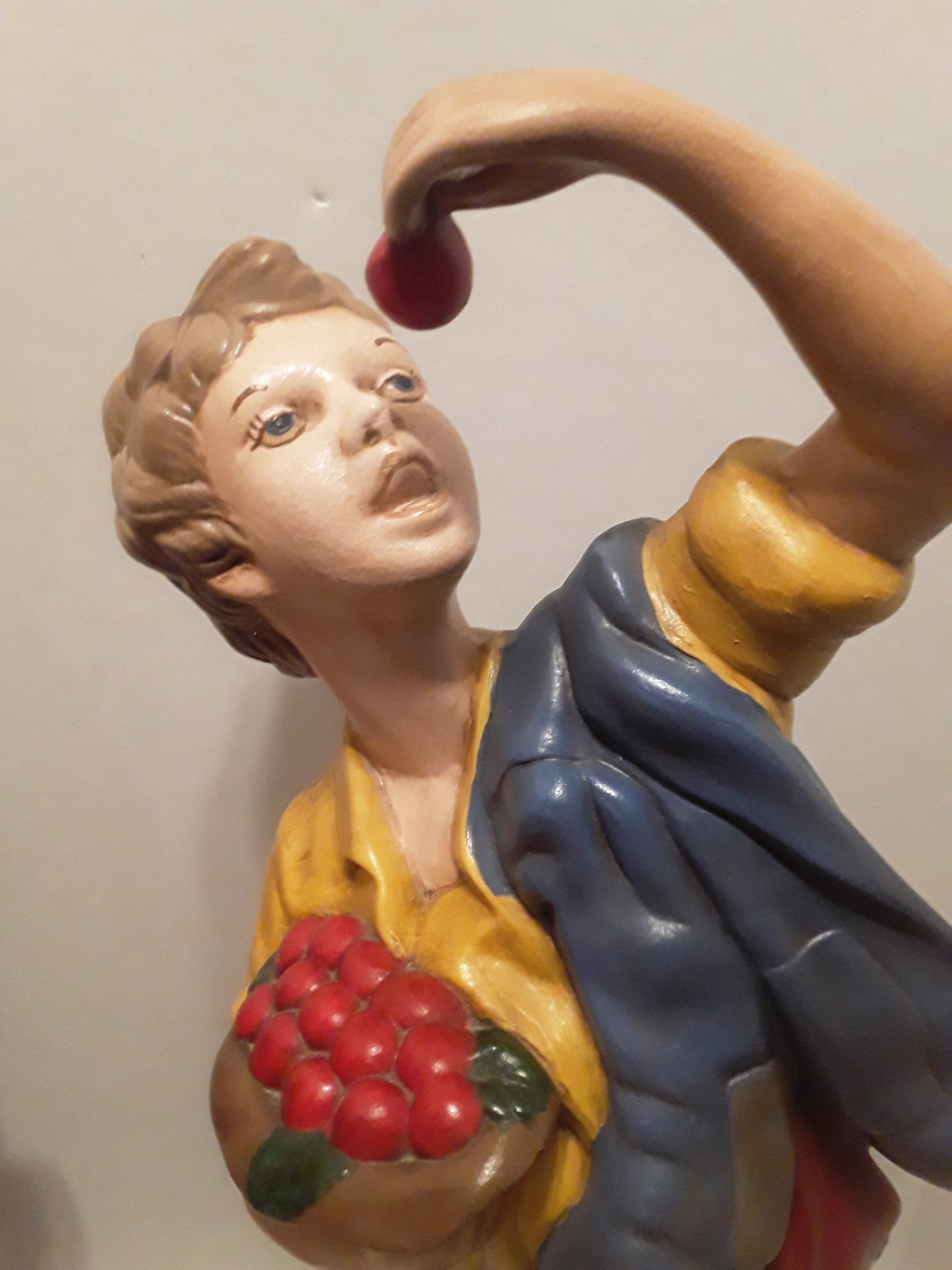 Vintage Cherry Picker Boy and Girl Figurines/statuettes, Hand Painted ...