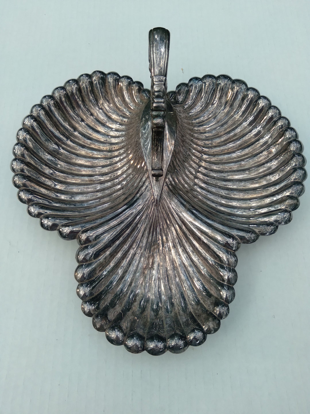 Silver Plated Scallop Cockle Shell Three Section Serving Tray Ornate ...