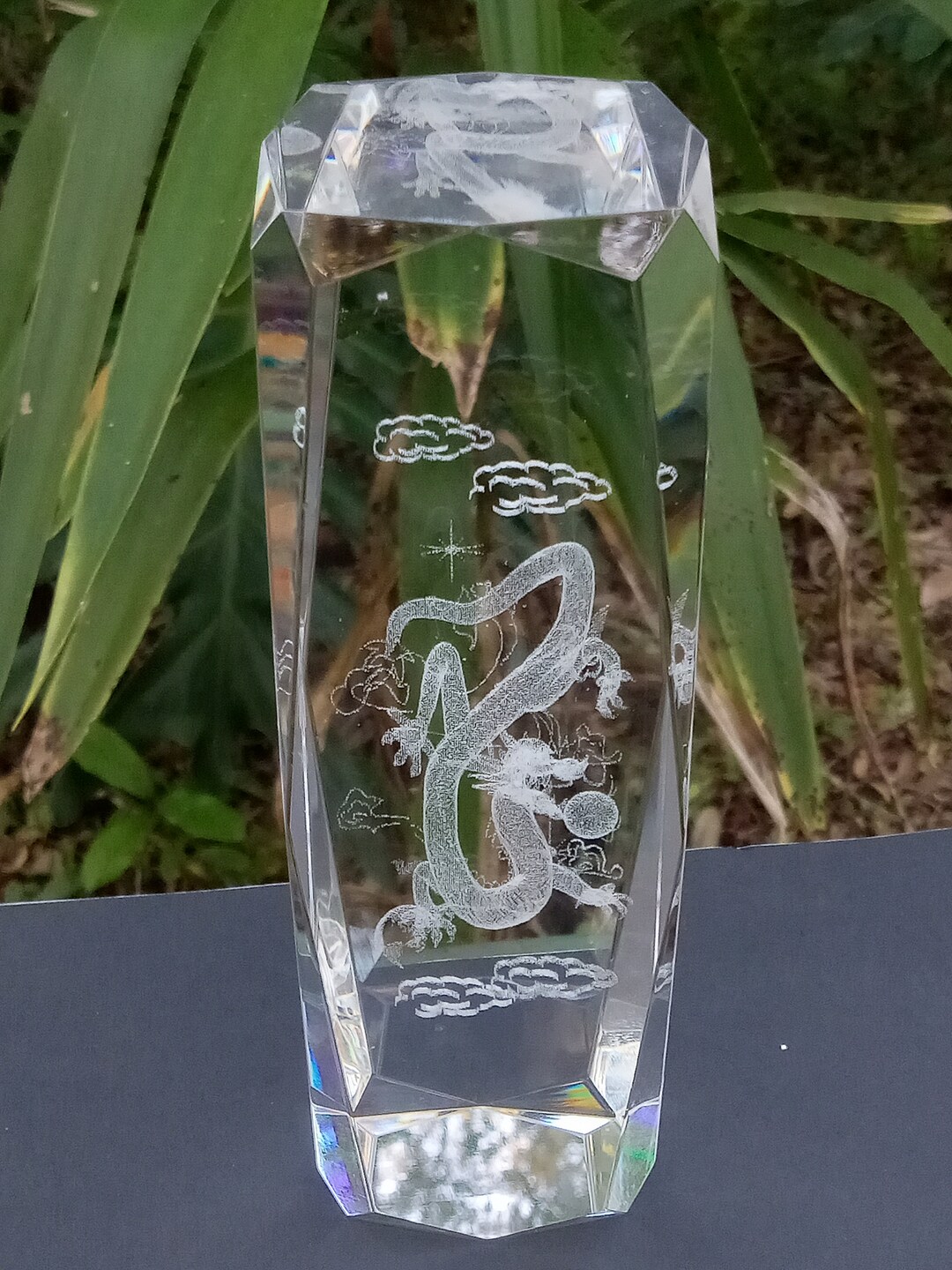 Laser Etched Dragon Crystal Paperweight, 3D Dragon Paperweight, Beveled ...
