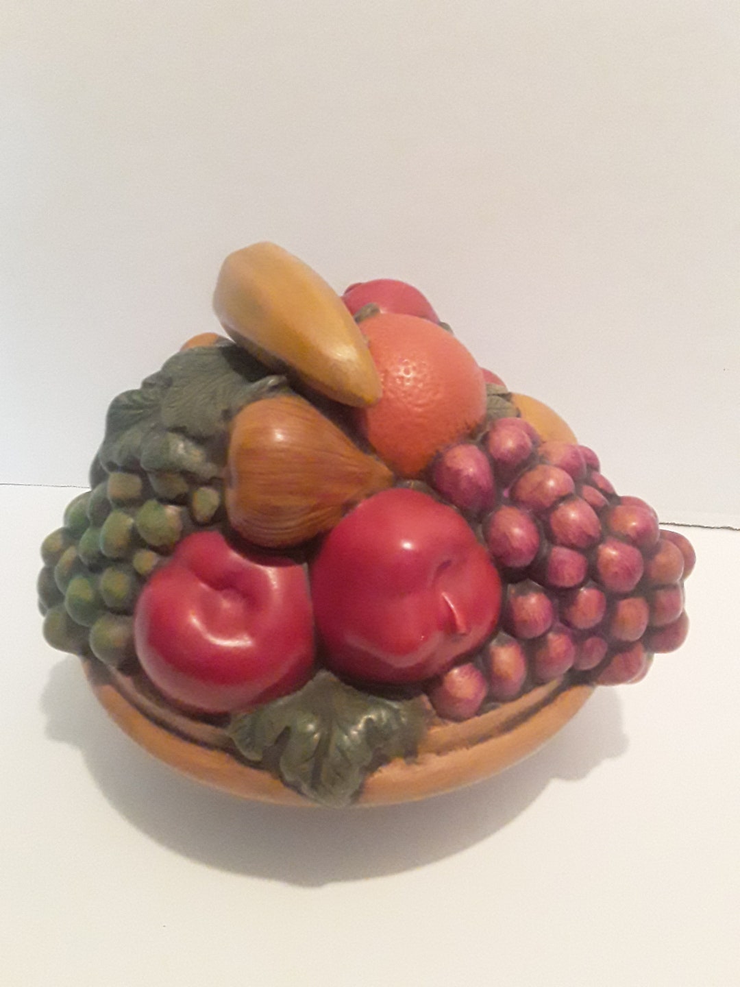 Vintage Ceramic Fruit Bowl, Hand Painted Bowl of Fruit, Vintage ...