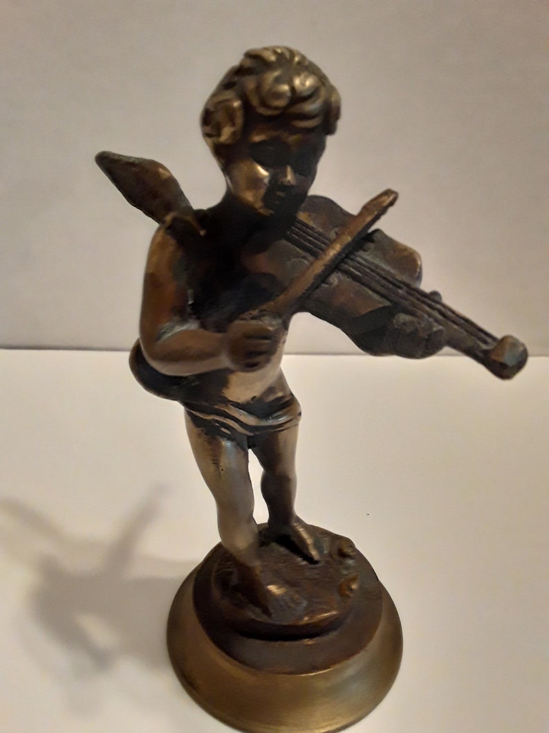 Vintage Brass Cherub Angel Figurines, Brass Angels Playing Instruments ...