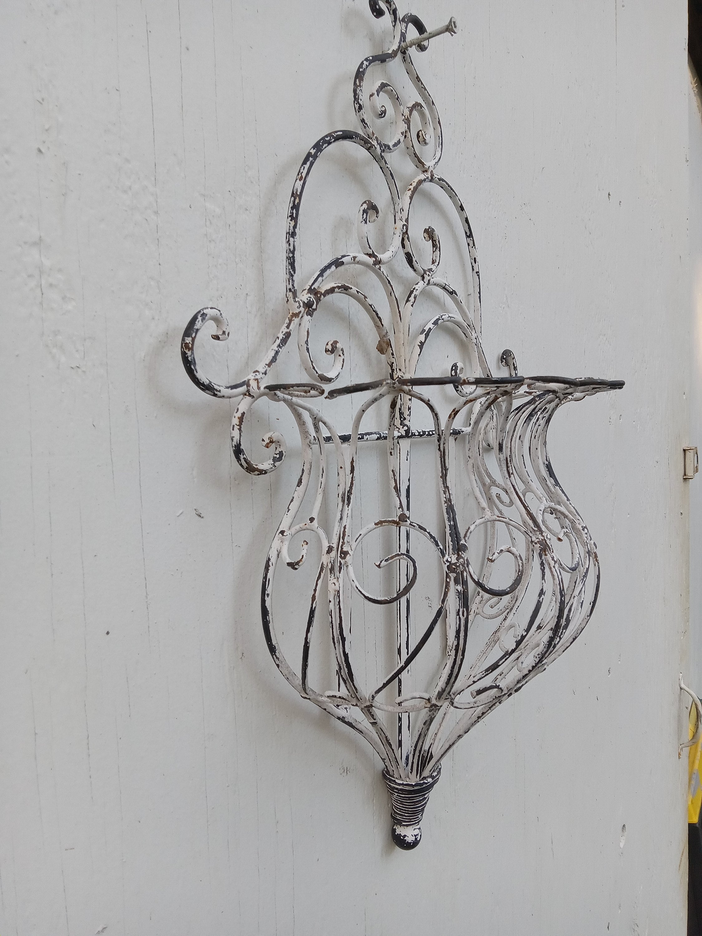 Metal Scroll Wall Planter, Shabby Chic Metal Planter, Distressed ...