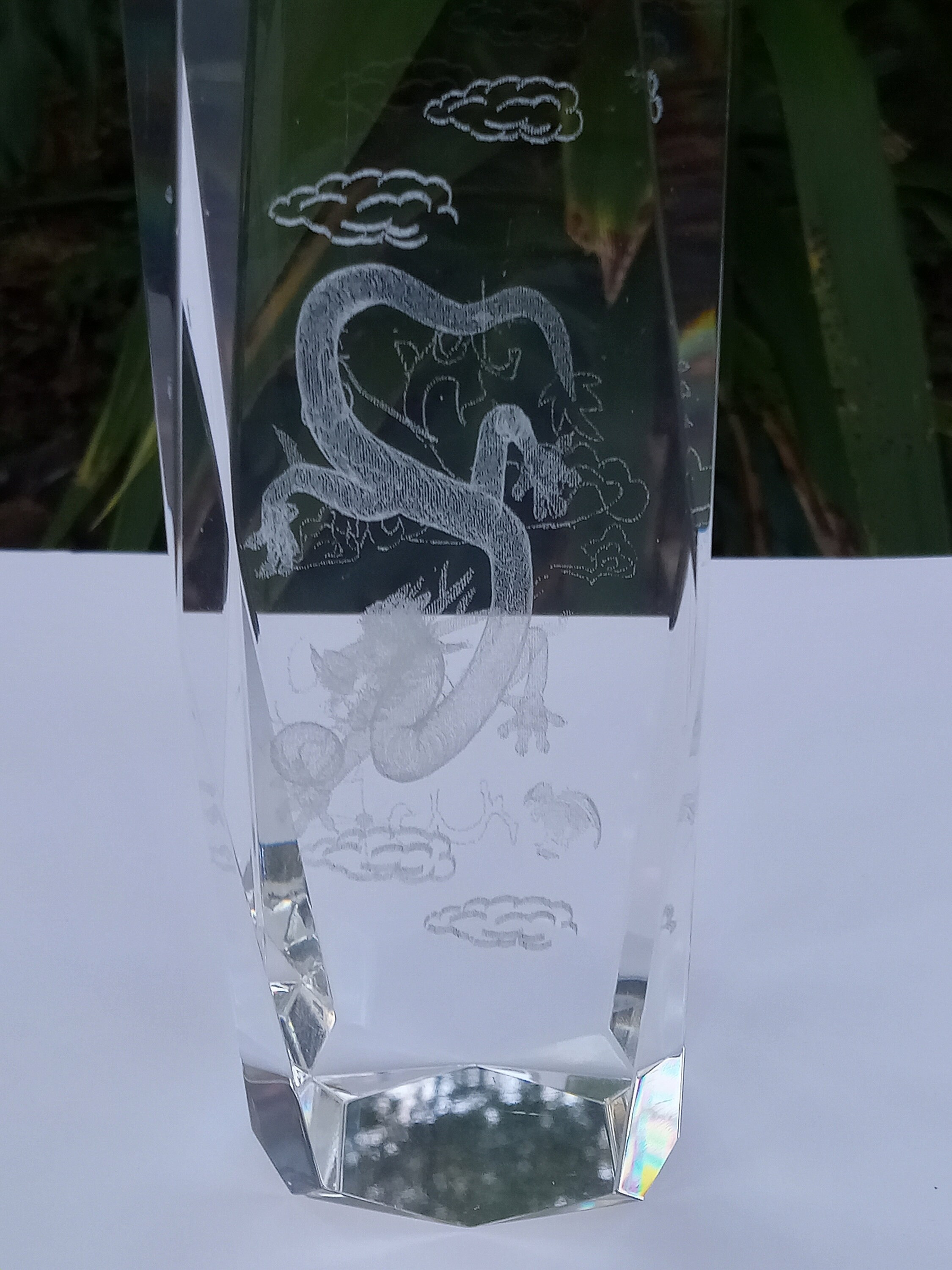 Laser Etched Dragon Crystal Paperweight, 3D Dragon Paperweight, Beveled ...