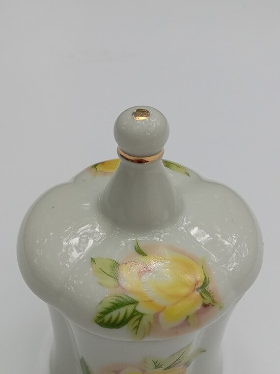 Vintage Yellow Rose Trinket Box, Porcelain Trinket Bo… - Gem