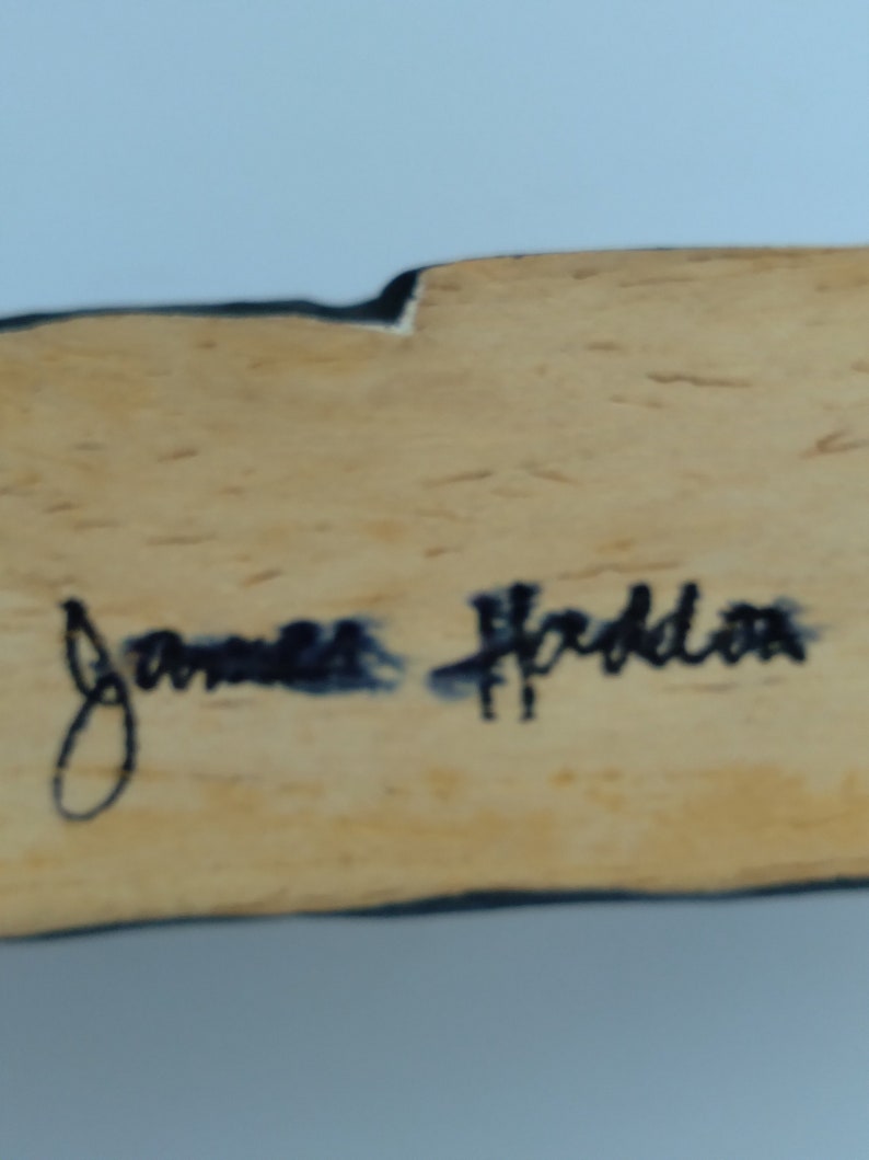 James Haddon Signed Hand Carved Wood Cat Sculpture With Glassy Eyes ...