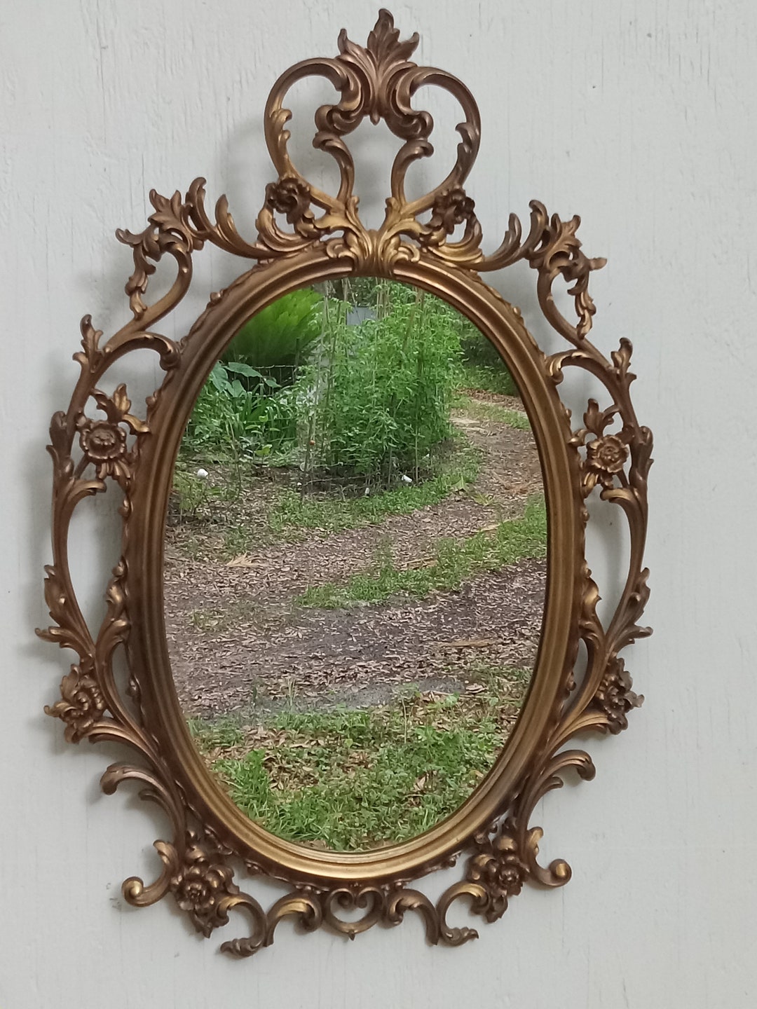 Ornate Floral Syroco Mirror, Hollywood Regency Wall Mirror, Vintage ...