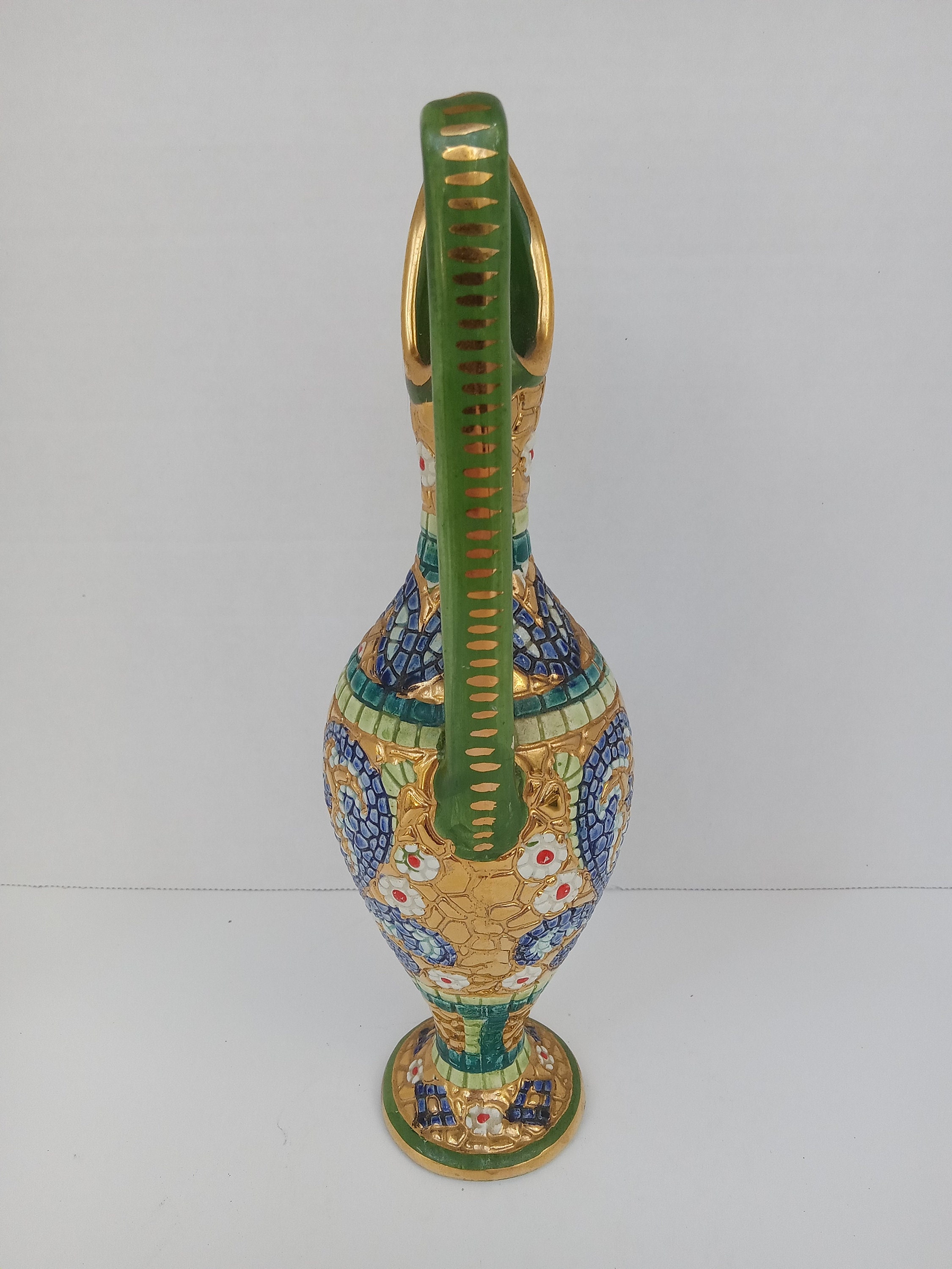 DECORATO A Mano in ORO ZECCHINO Italian Mosaic Green Amphora Pitcher - Etsy