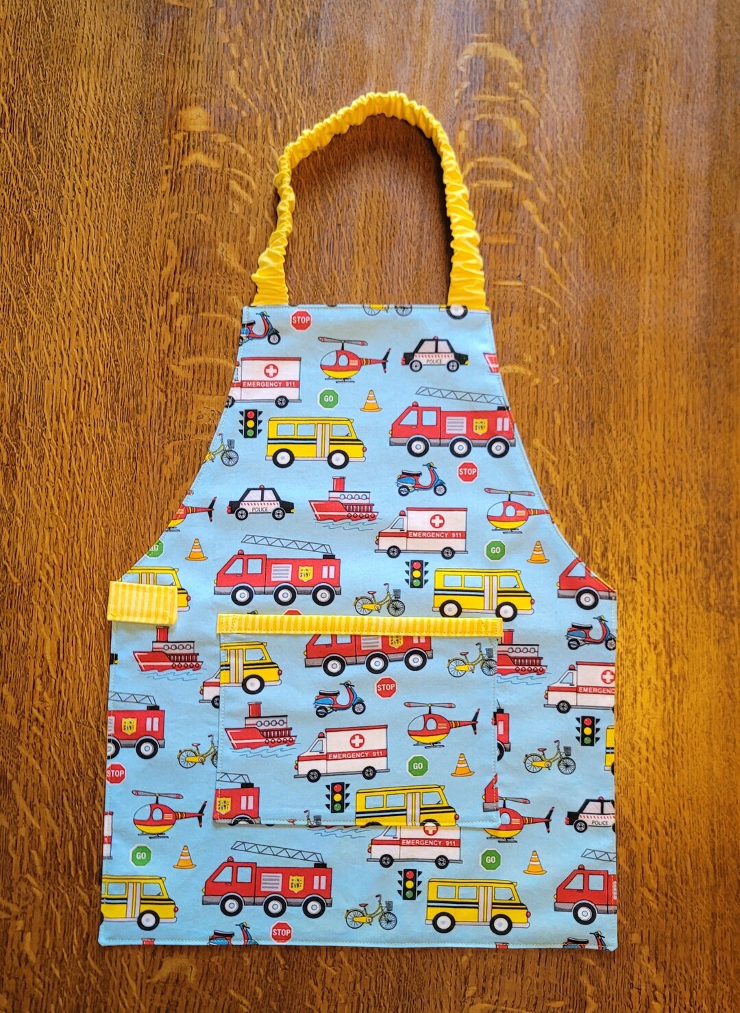 Boys Apron, Girls Apron, School Bus, Police, Firefighter, Reversible ...