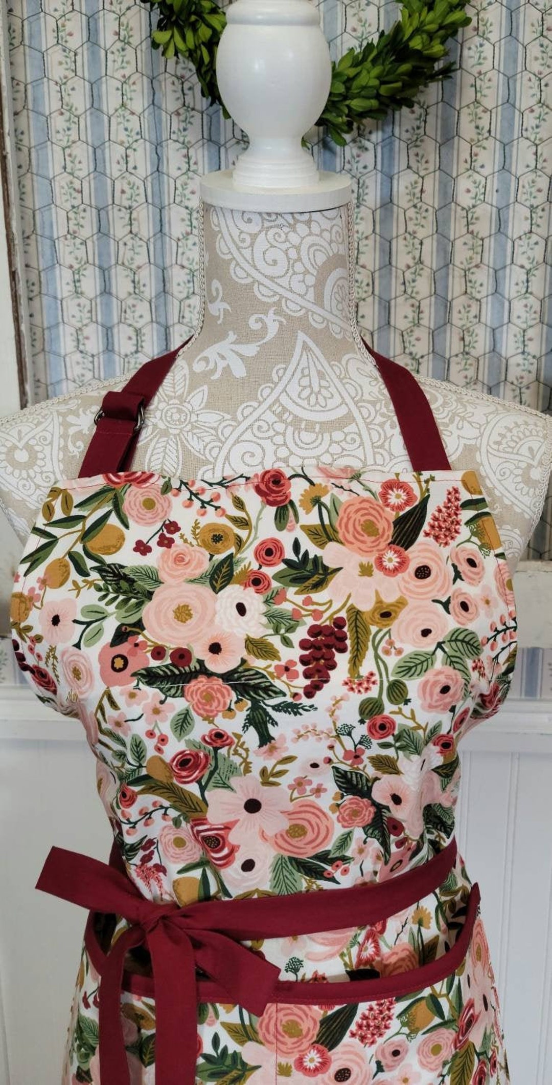 Women's Apron, Apron Made With Rifle Paper Co. Fabric , Floral Apron ...