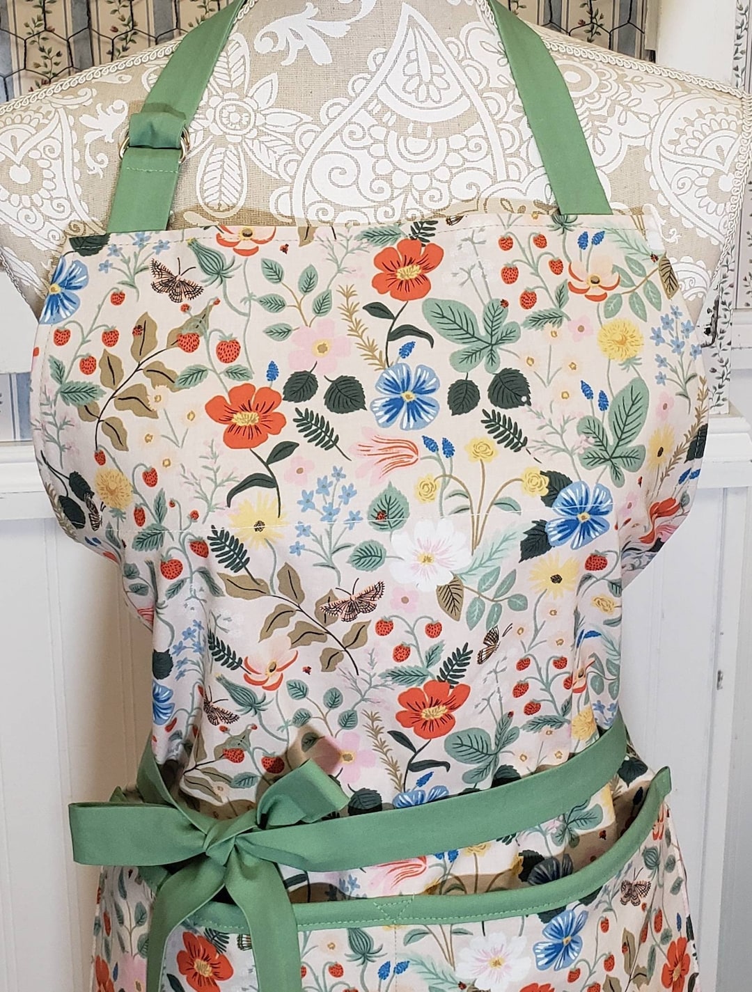 Women's Apron, Apron Made With Rifle Paper Co Fabric, Floral Apron ...