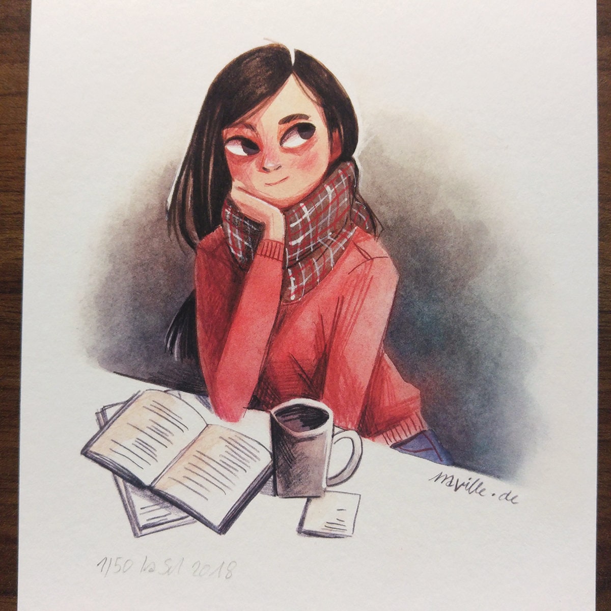 FINE ART "thinking Girl" Limited DIN A5 Giclée Print 21 X 15 Cm From My ...