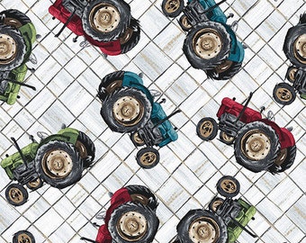 Tractor Fabric Blue Tractors Farm Fabric by - Etsy