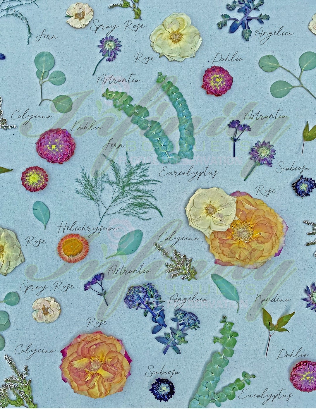 Custom Pressed Flower Wall Hanging Digital Art Print Herbarium Artwork ...