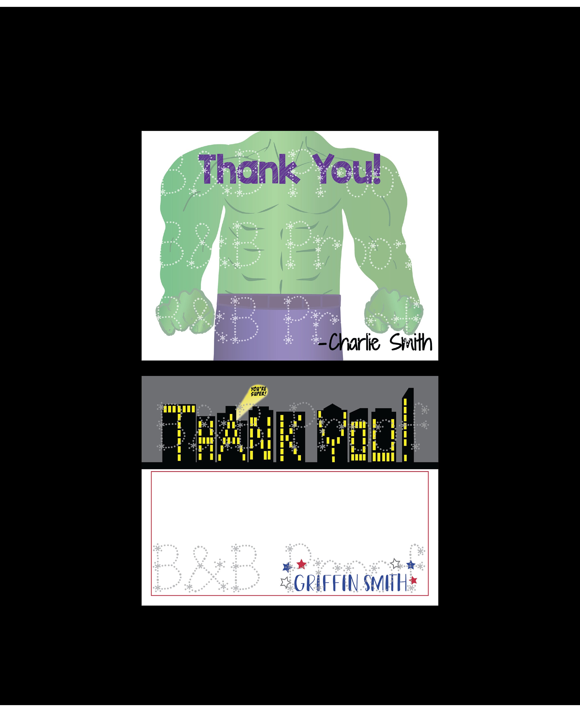 Superhero Thank You Notes, Thank You Cards, Hulk Thank You Cards ...