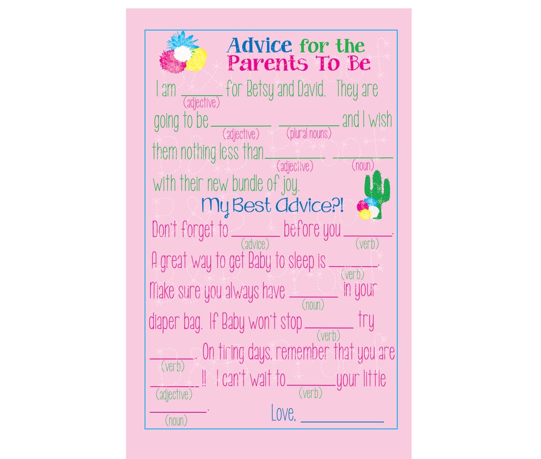 Parents to Be Advice Card, Mommy to Be Advice Card, Baby Advice Card ...