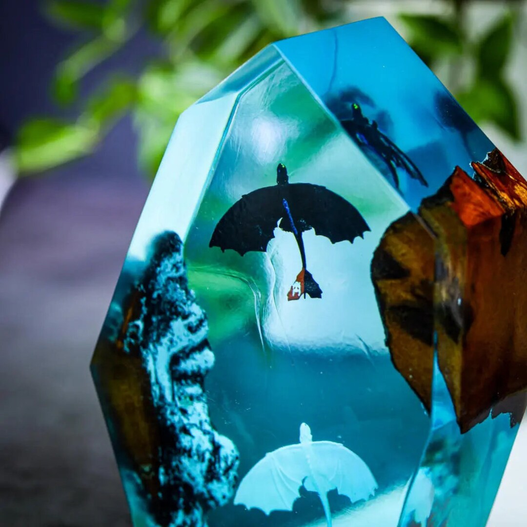 How to Train Your Dragon Toothless and Light Fury Epoxy Resin Wood Lamp ...