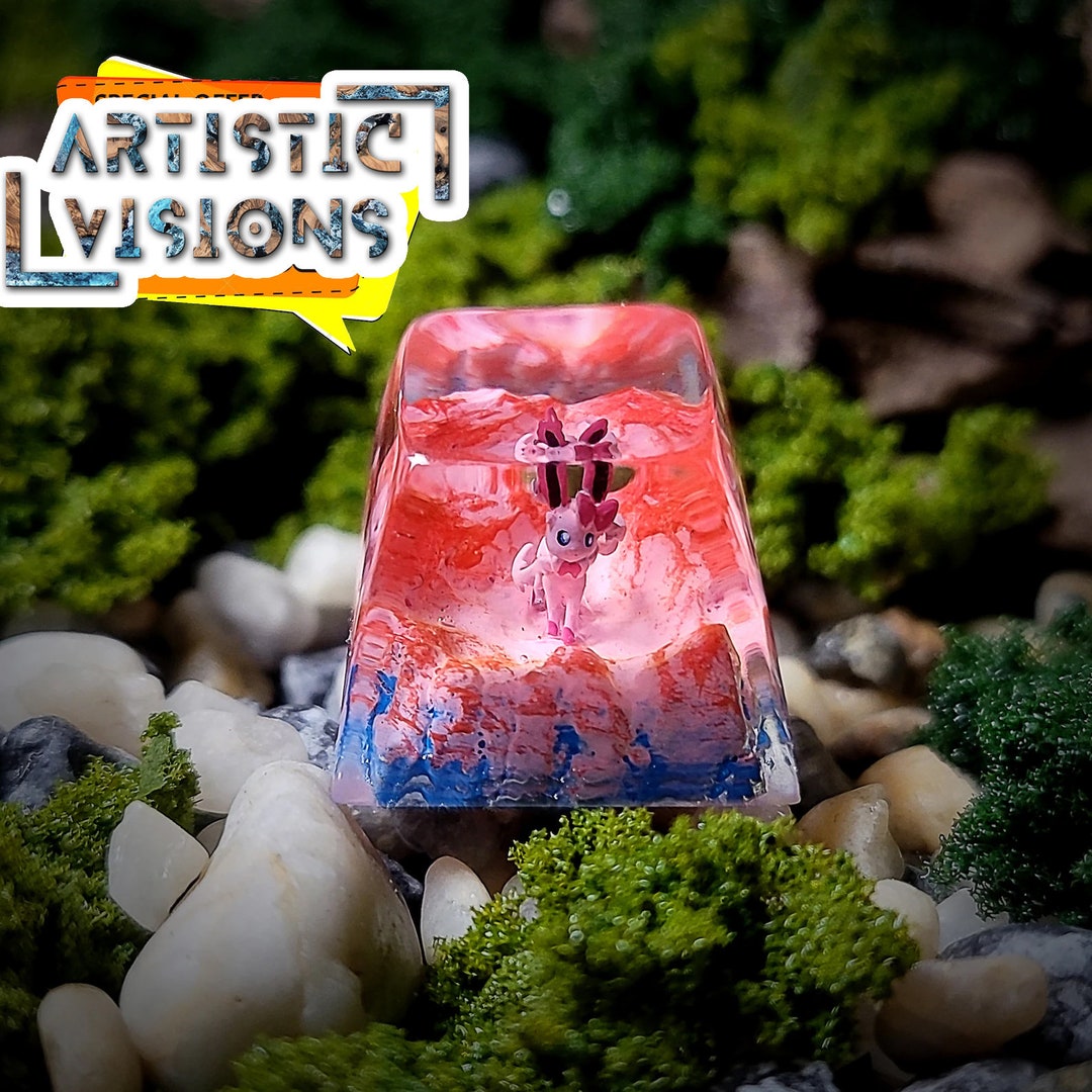 Sylveon Pokemon Keycaps, Anime Keycap Handmade, Resin Keycap, Keycap ...