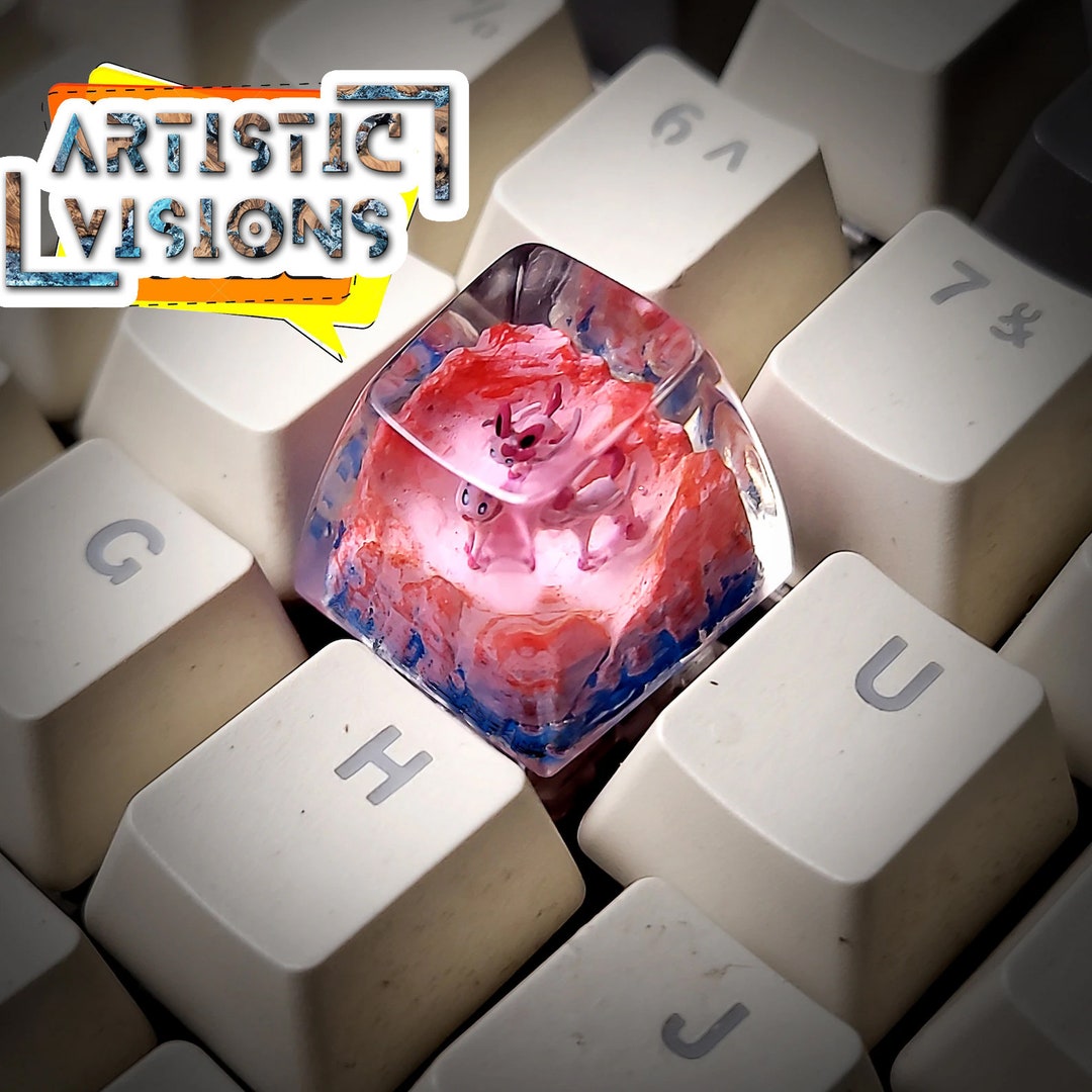 Sylveon Pokemon Keycaps, Anime Keycap Handmade, Resin Keycap, Keycap ...
